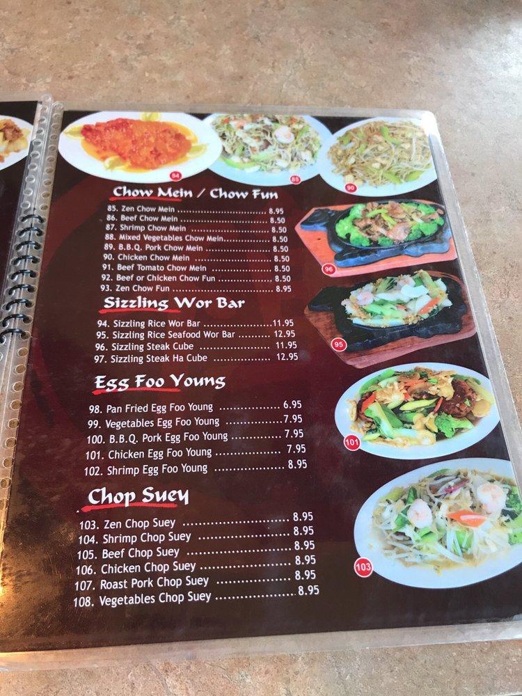 Menu at Zen Asian Diner restaurant, Visalia