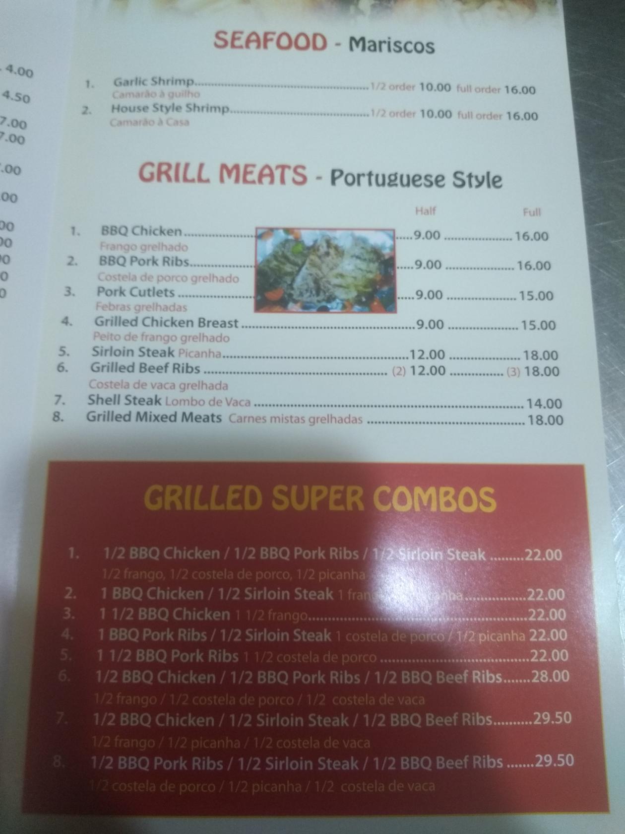 Menu at Costa's Barbeque & Grill Restaurant, Elizabeth