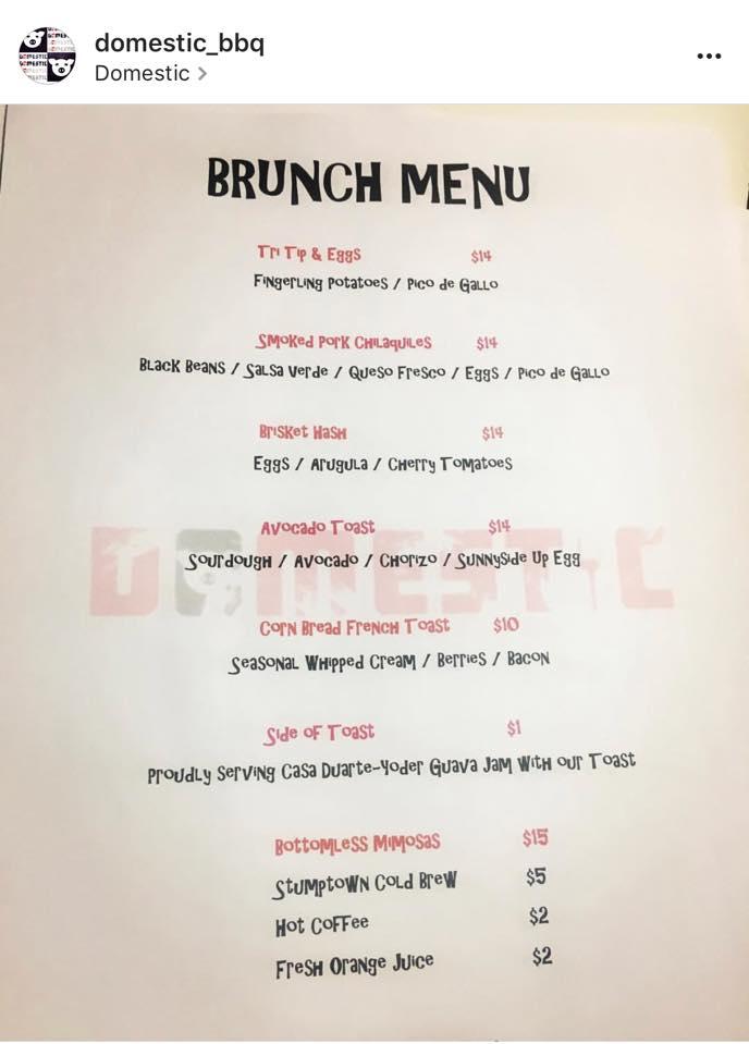 Menu at Domestic pub & bar, La Puente