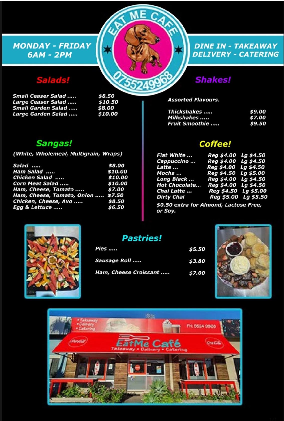 Menu at Eat Me Cafe, Tweed Heads South
