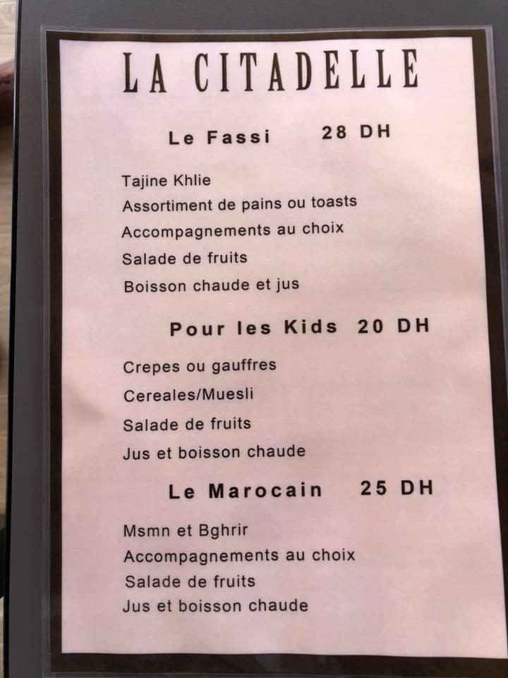 Speisekarte von La Citadelle cafe, Temara
