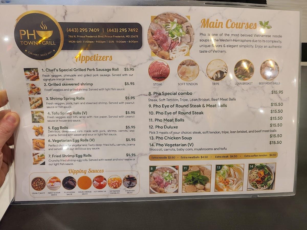 Menu at Pho Town & Grill restaurant, Prince Frederick