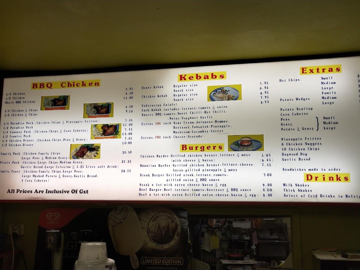 Menu at Wellington Country Chicken fast food, Wellington Point