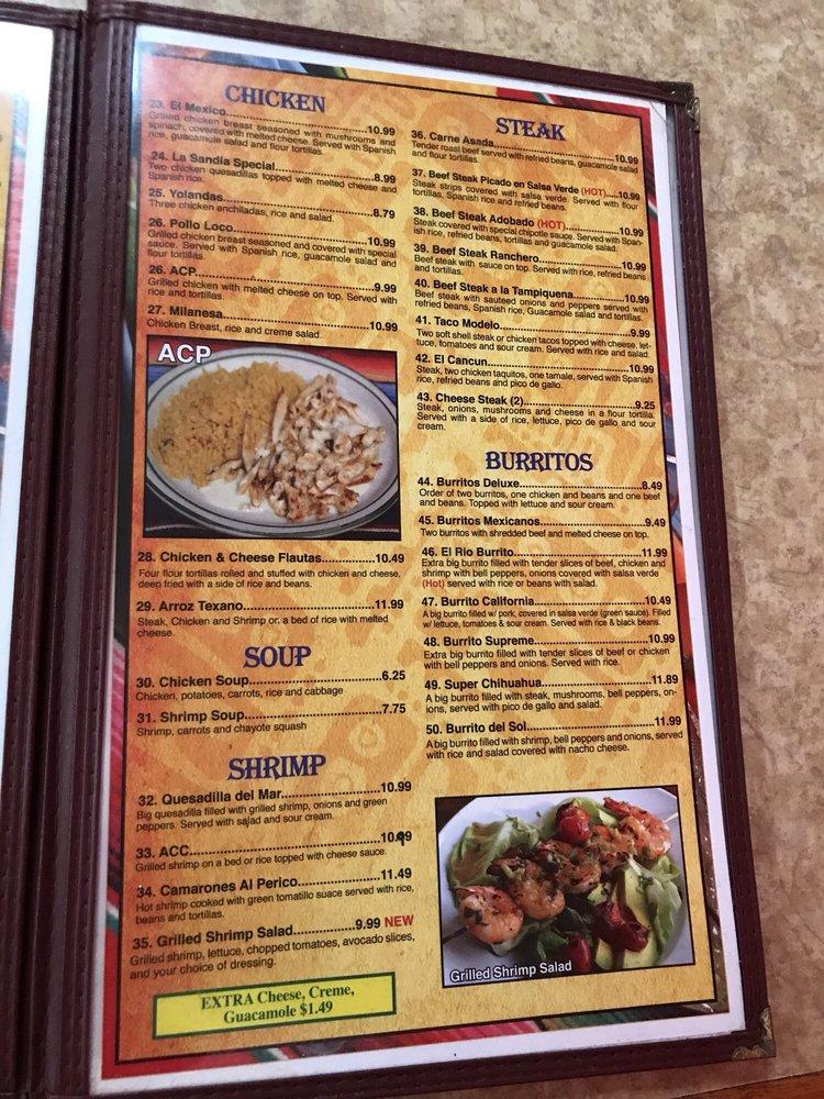 Menu at El Rio Mexican Restaurant, Butner, 316 Central Ave
