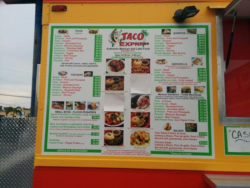 Menu at Taco House restaurant, Key West