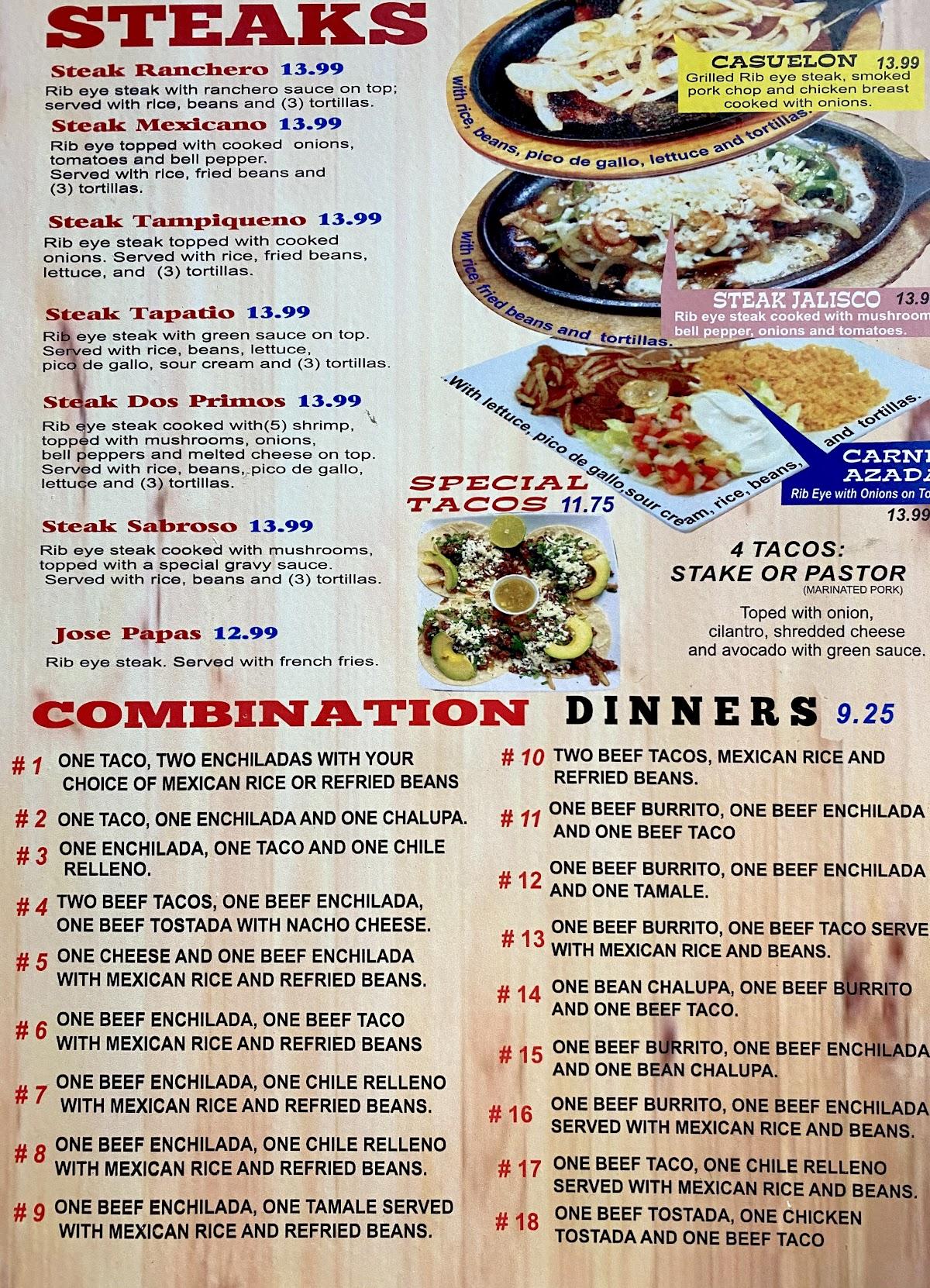 Menu at El Toro restaurant, Clarinda