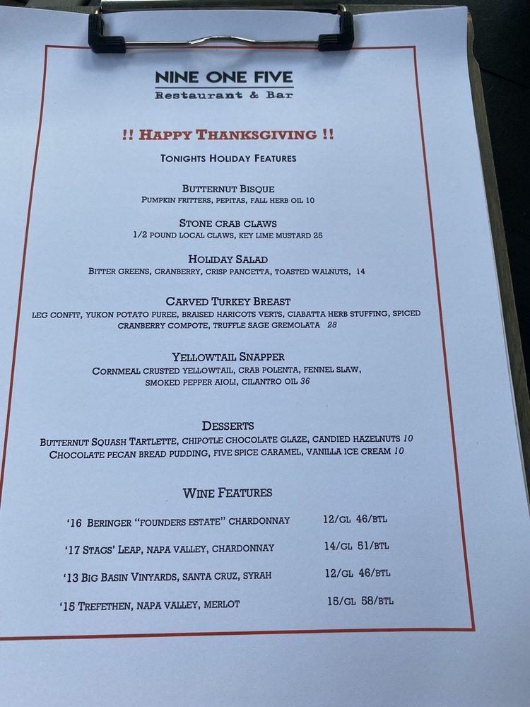 Menu at Nine One Five pub & bar, Key West