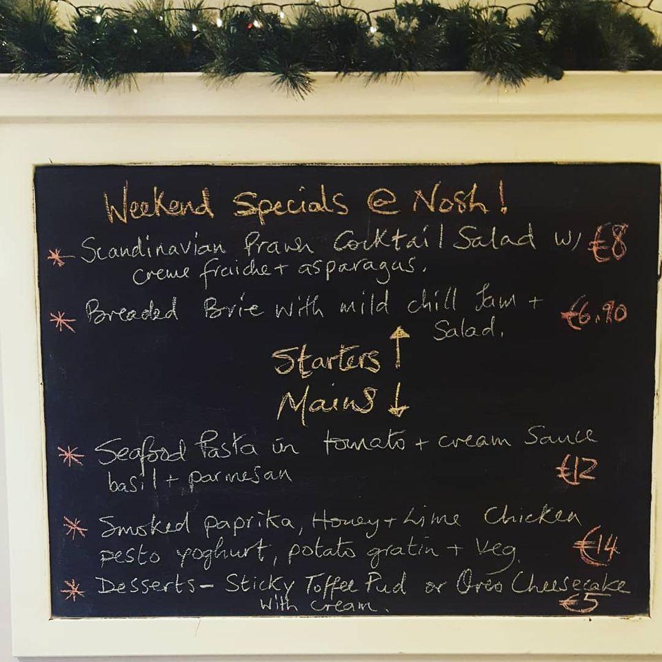Menu at Nosh cafe, Ardee