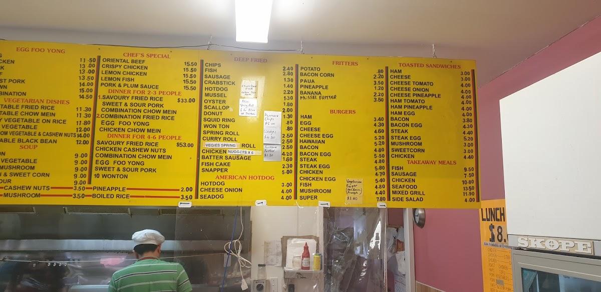 Menu at Pahurehure Takeaways fast food, Papakura