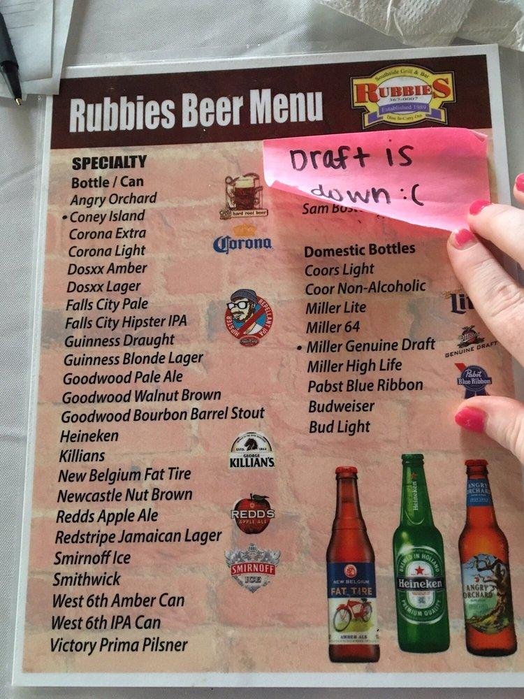Menu at Rubbies BBQ, Louisville