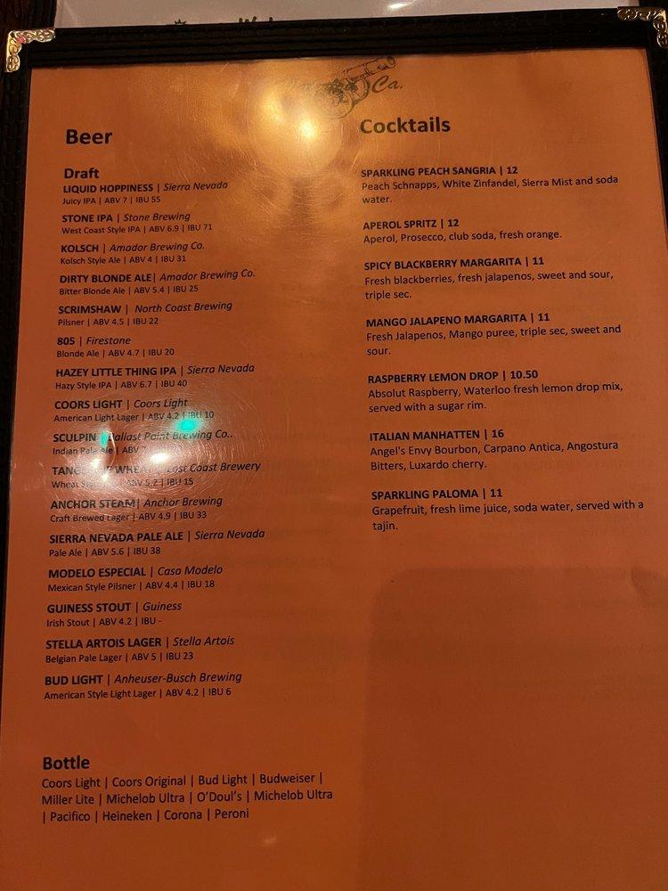 Menu at The Waterloo Restaurant, Stockton