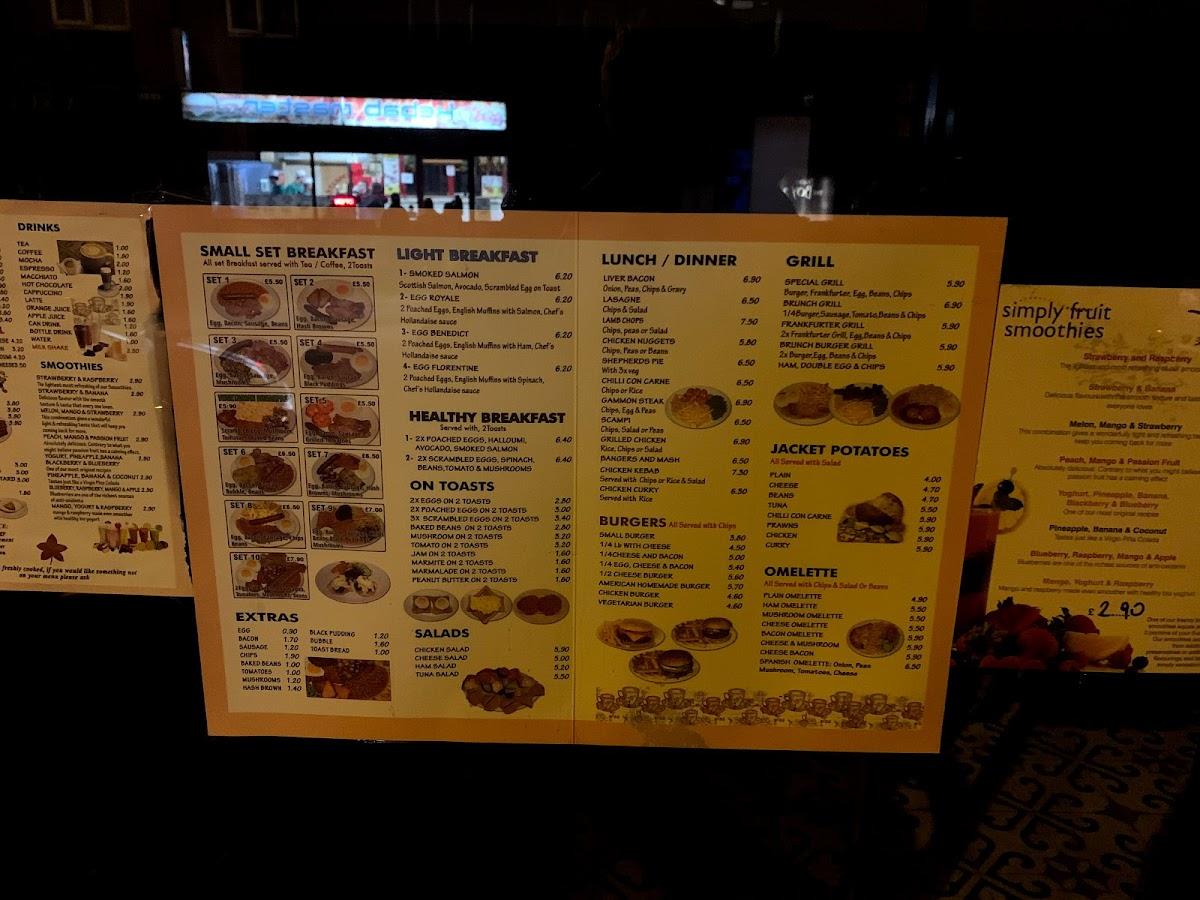 Menu at Whyteleafe cafe, Whyteleafe