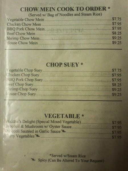Menu at Wong's Kitchen restaurant, South Saint Paul