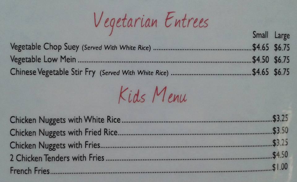 Menu at Yung's Kitchen restaurant, Holly
