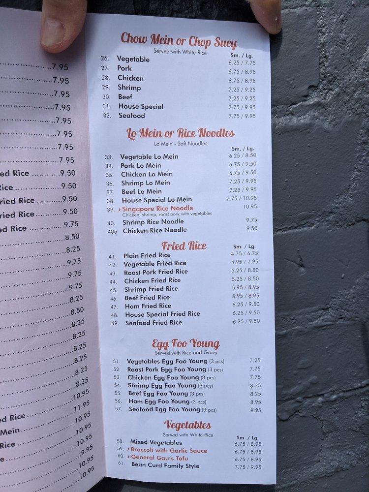 Menu at Chung Wah restaurant, Boston, 199 Bowdoin St