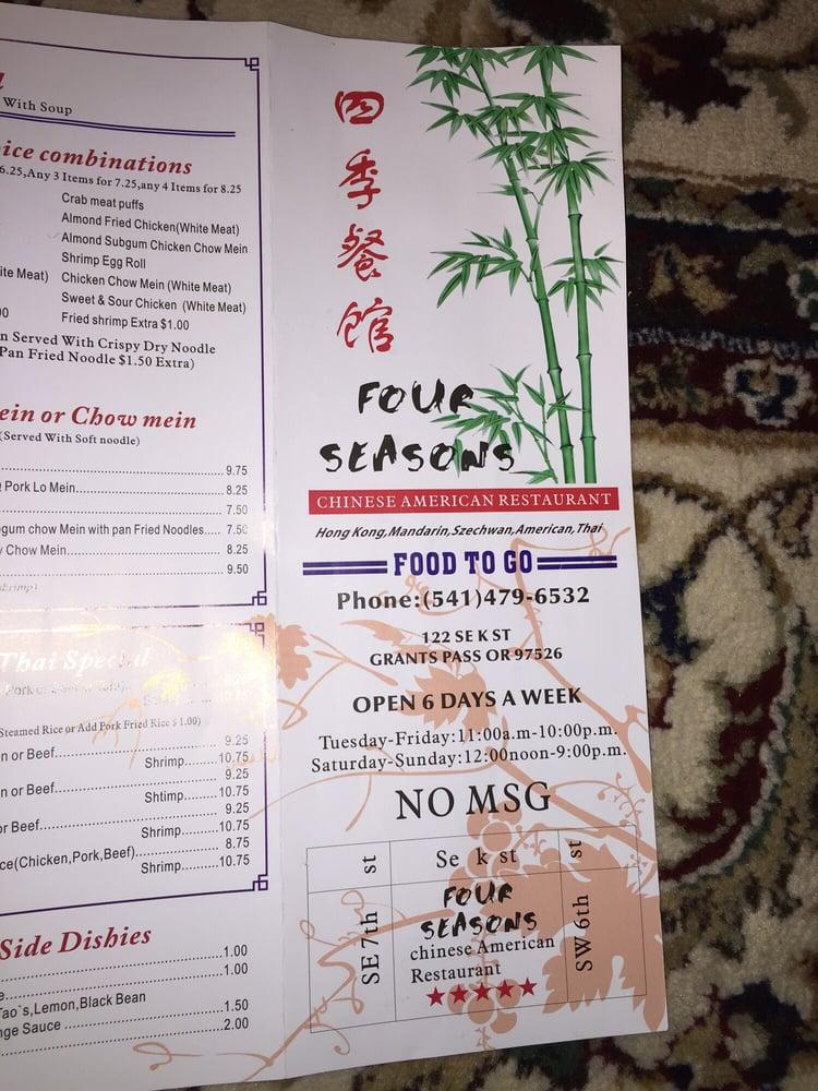 Menu at Four Seasons Restaurant, Grants Pass
