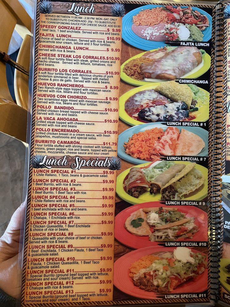 Menu at Los Corrales pub & bar, Wisconsin Dells