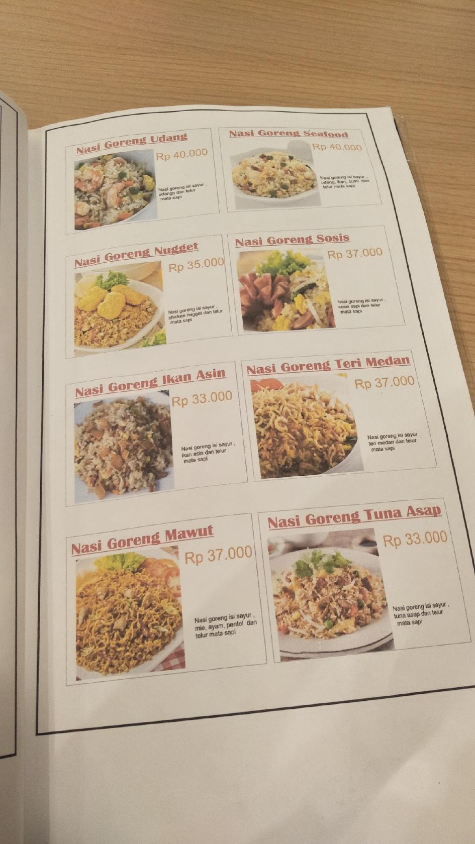 Menu at Warkop OM cafe, Sorong, +2H8