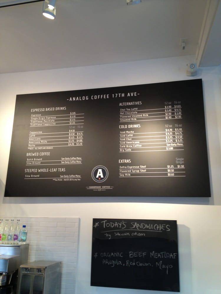 Menu at Analog Coffee 17 Ave cafe, Calgary, 740 17 Ave SW