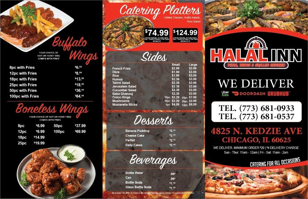 Menu at HALAL INN (Pizza, Wings & Grilled Chicken) pizzeria, Chicago
