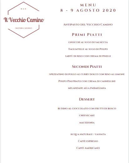 Menu da Il Vecchio Camino ristorante, Montoggio