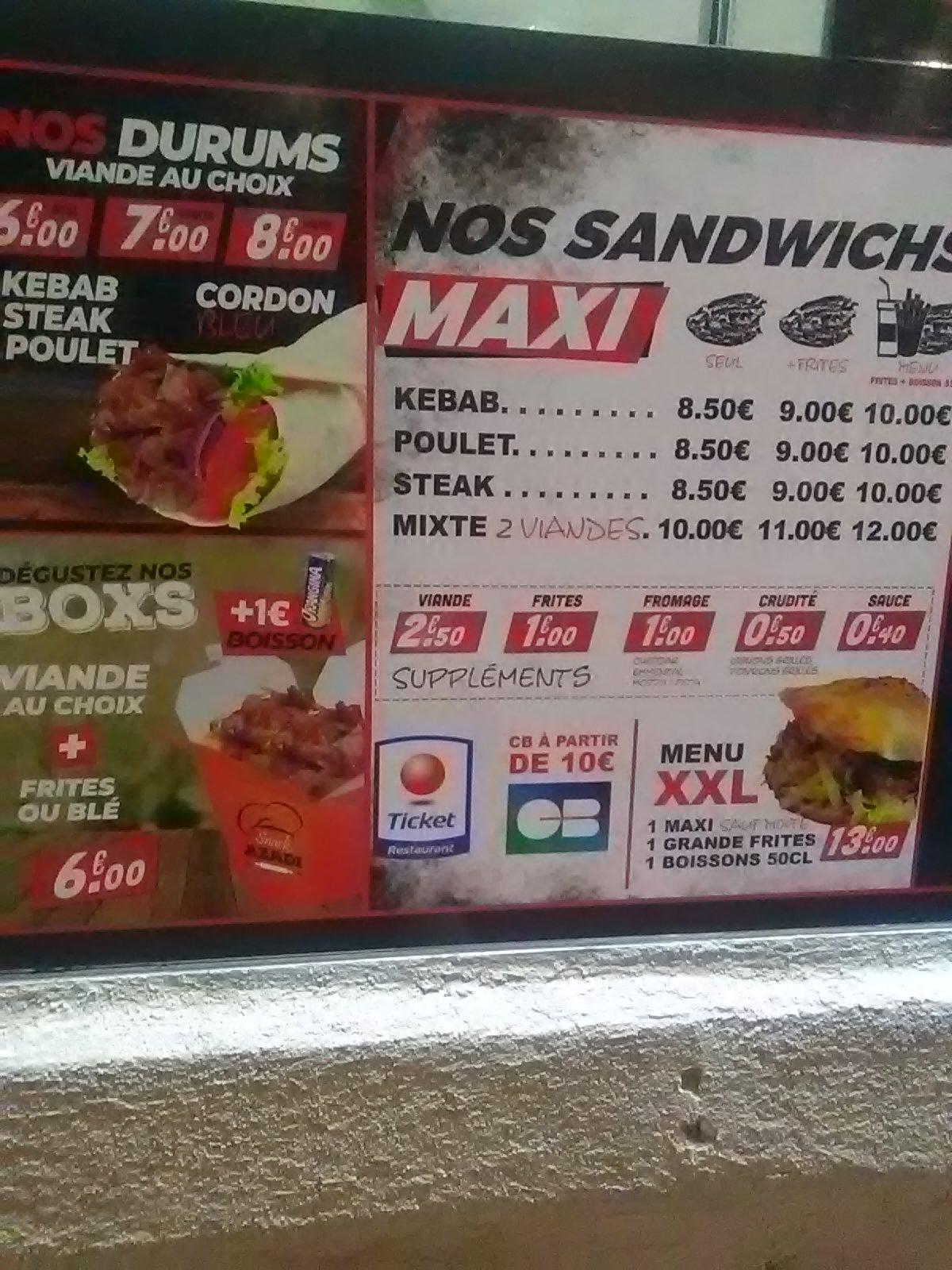 Menu at KEBAB AZADI restaurant, Laxou