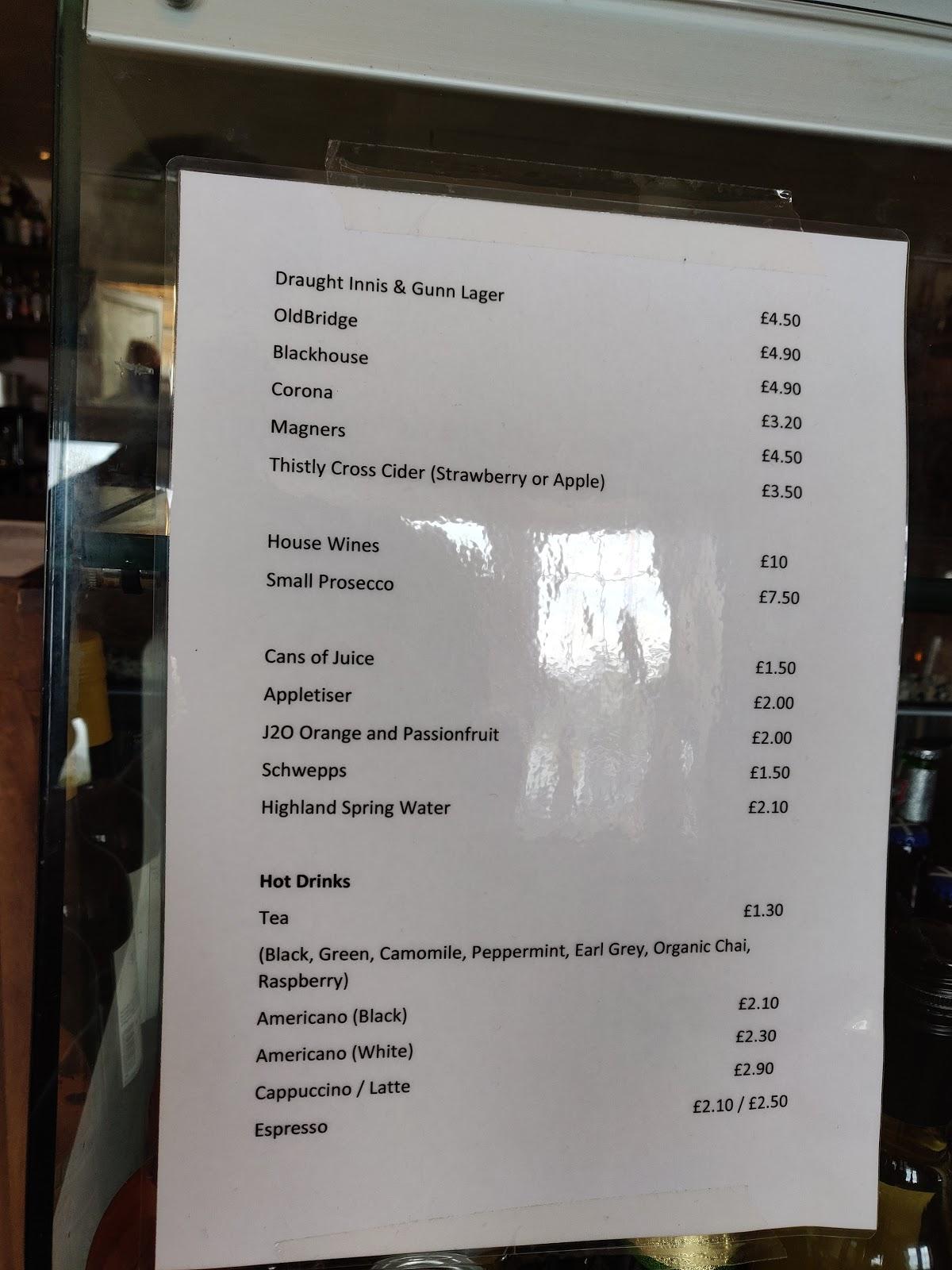 Menu at Old School Restaurant, Dunvegan
