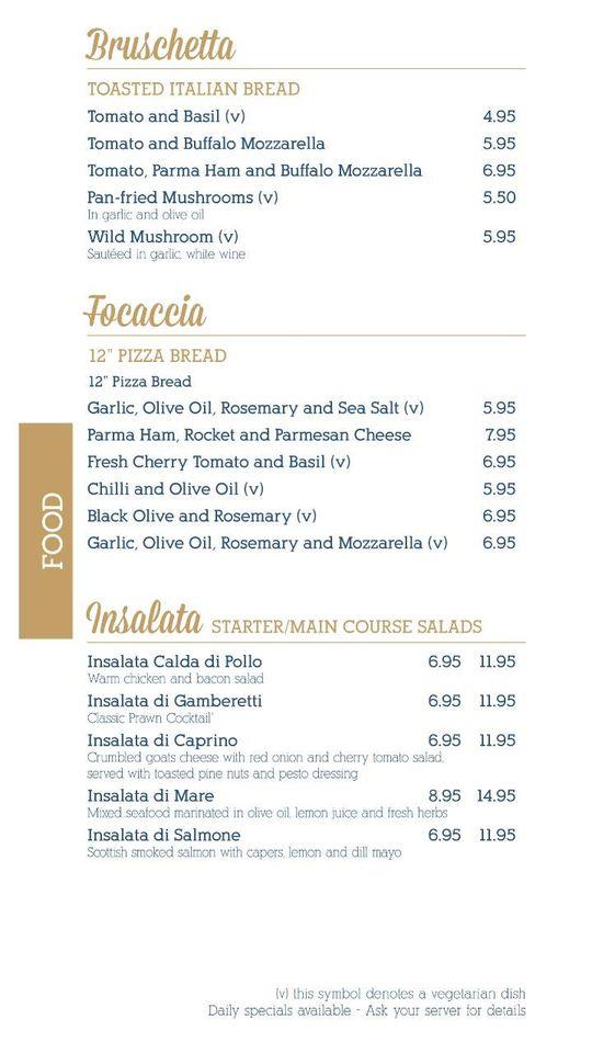 Menu at Prego restaurant, Lanark