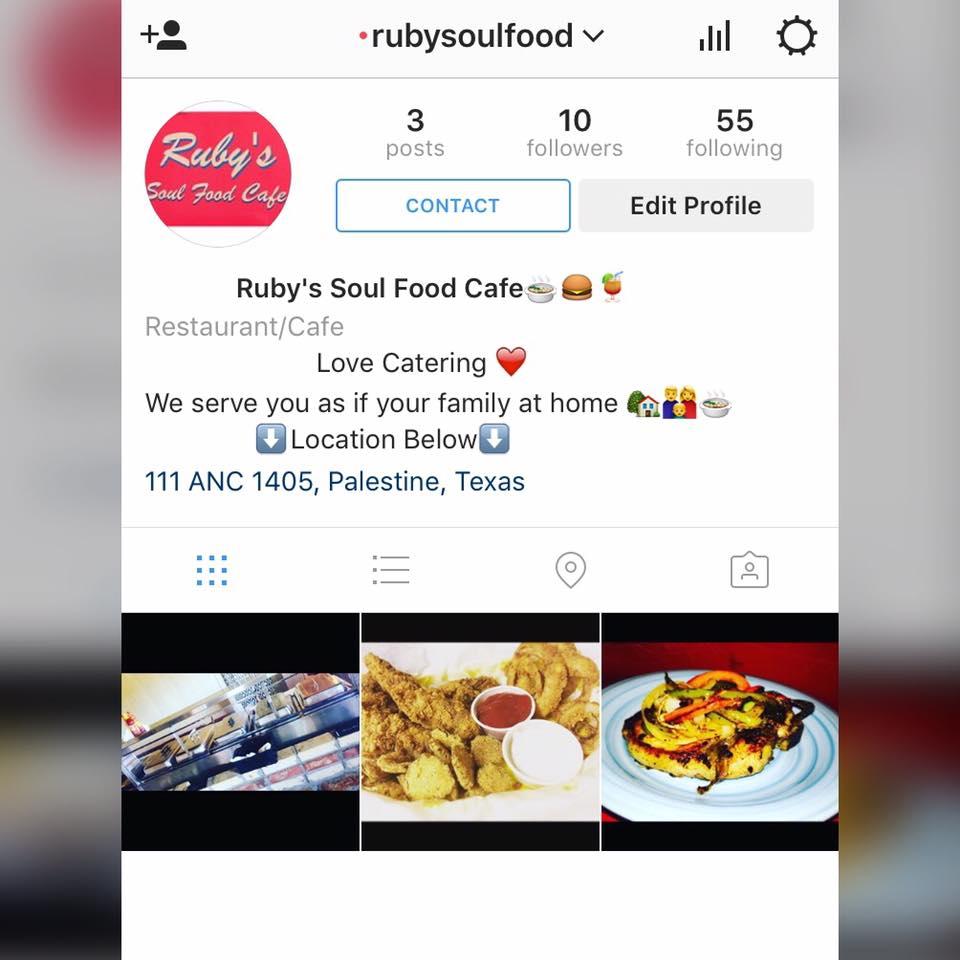 Menu at Ruby Soul Food Cafe, Palestine, TX