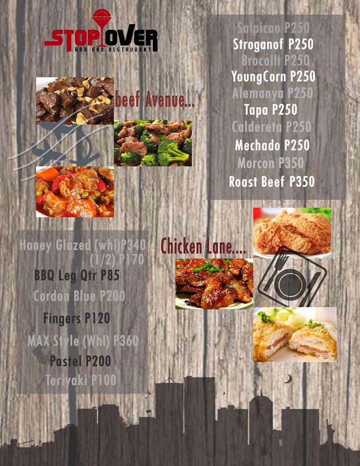 Menu at Stopover Bar And Restaurant, Cavite City