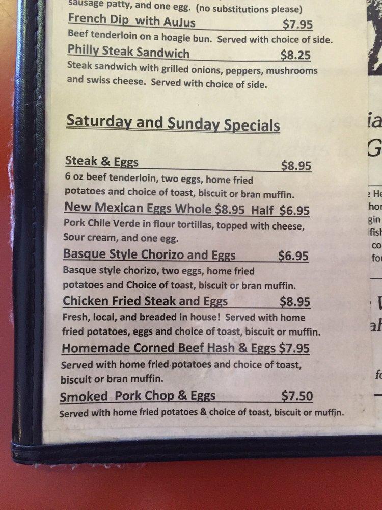 Menu at Buffalo Cafe, Twin Falls, 218 4th Ave W