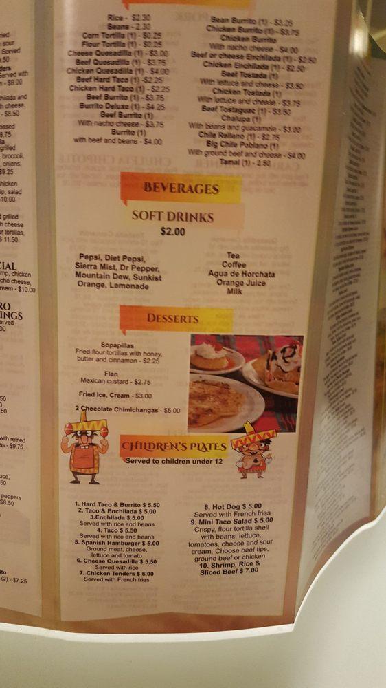 Menu at El Ranchero restaurant, Brevard