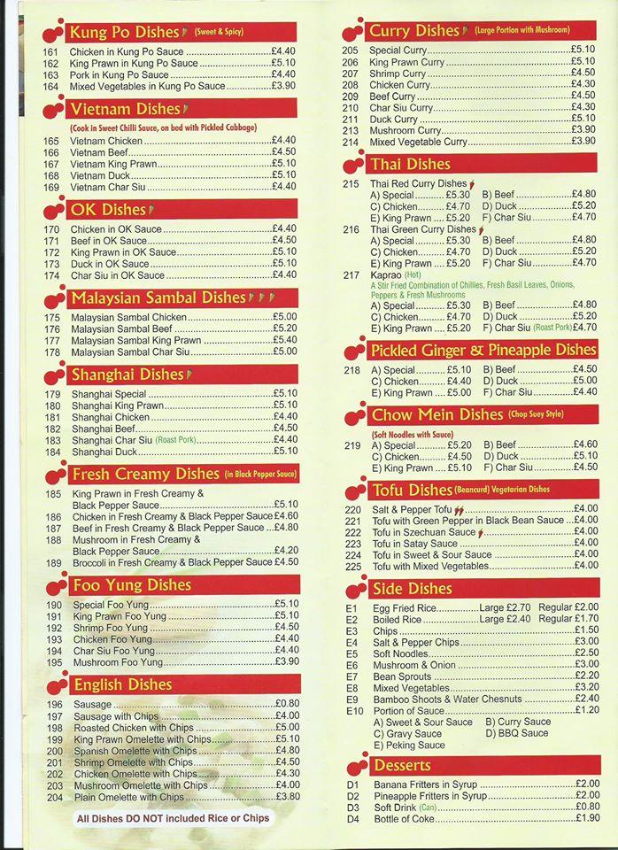 Menu at Golden Gate fast food, Harrogate