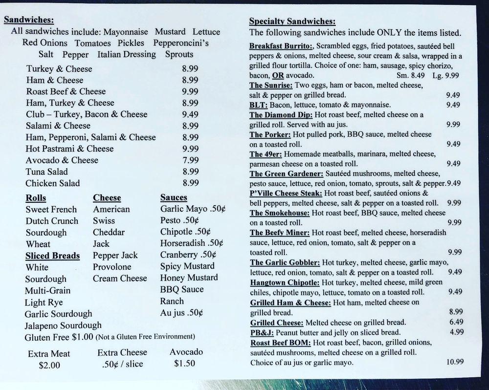 Menu at Gularte's Pizza & Deli restaurant, Diamond Springs