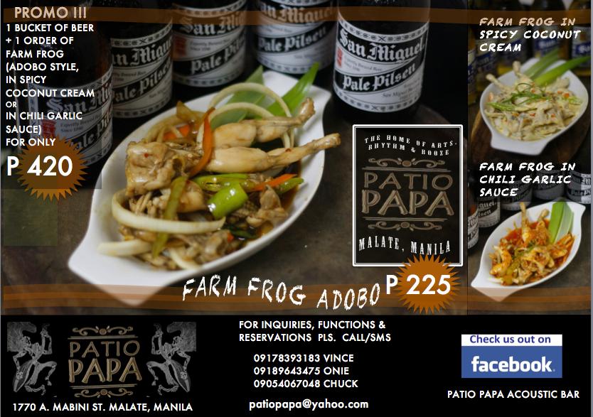 Menu at Patio Papa Acoustic Bar, Manila