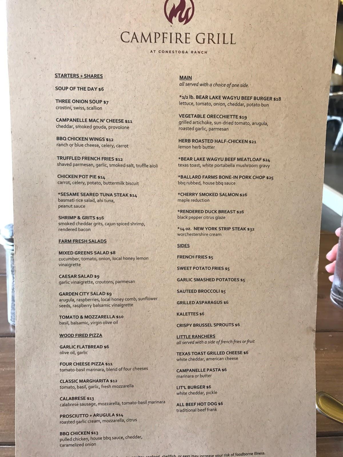 Menu at Campfire Grill Restaurant, Garden City