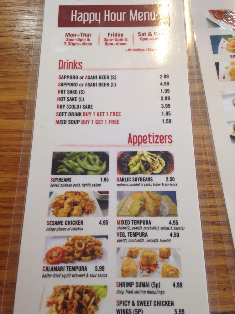 Menu at Kibo Sushi restaurant, Ventura