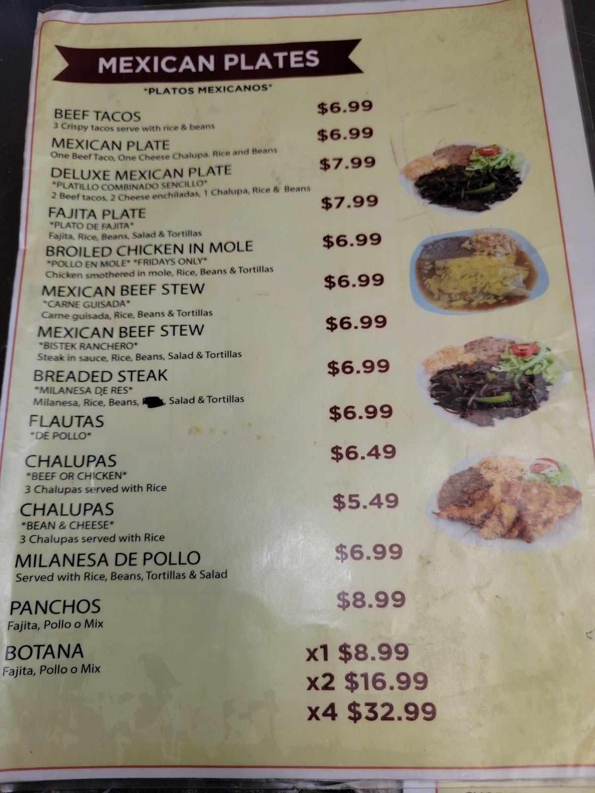 Menu at Mi Chula Restaurant, Edinburg