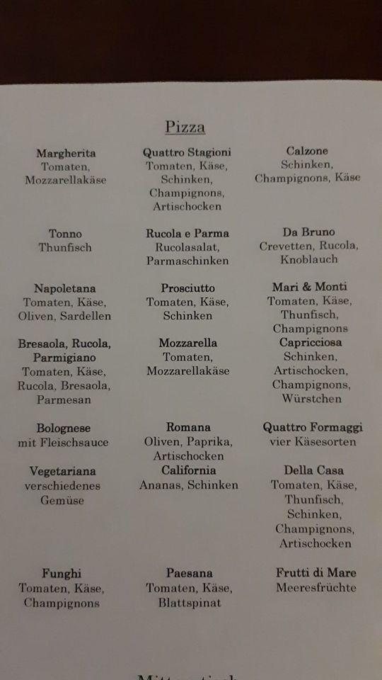 Speisekarte von Da Bruno restaurant, Düsseldorf