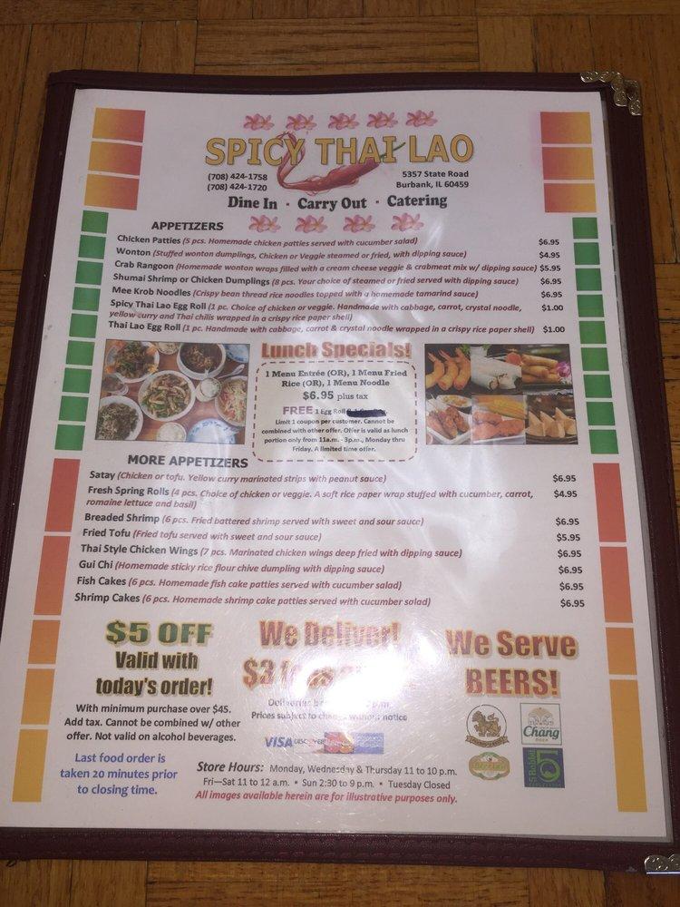 Menu at Spicy Thai Lao Restaurant, Burbank