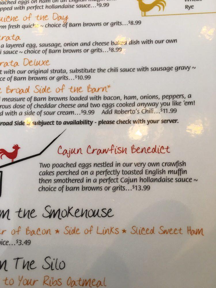 Menu at The Barn, St. Louis, Sappington Rd