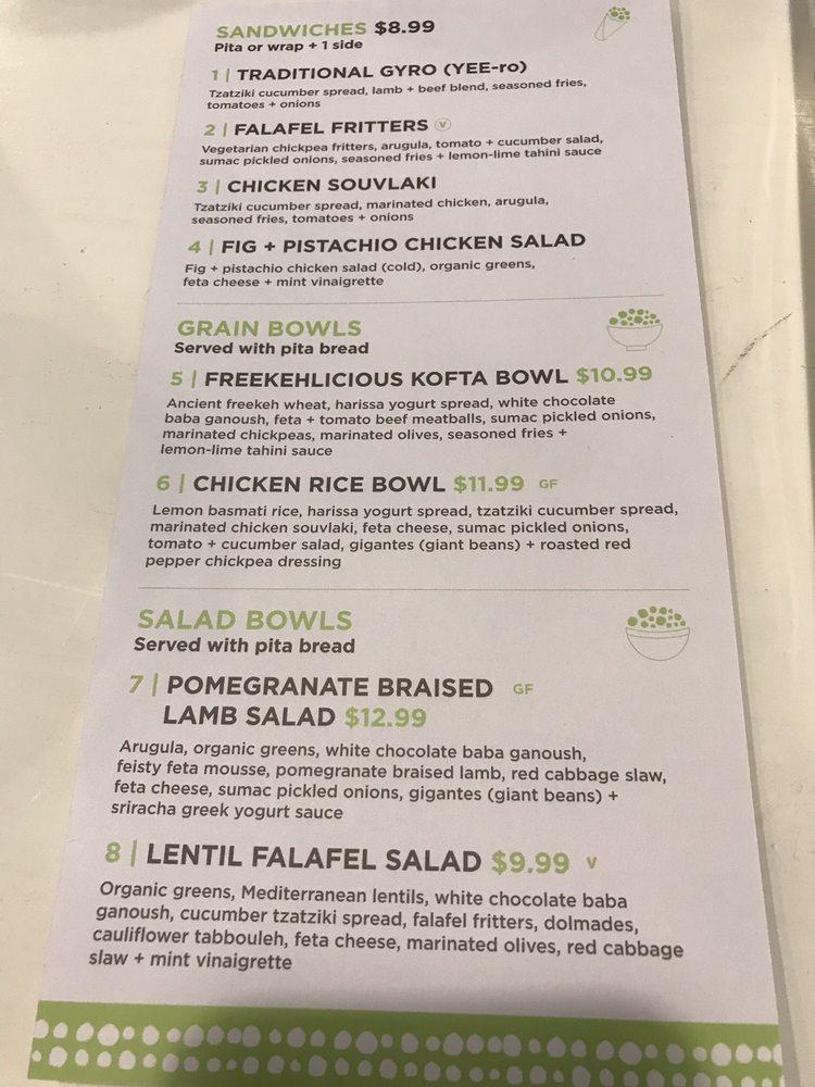 Menu at Yamas Mediterranean Street Food restaurant, Winston-Salem, 624 ...