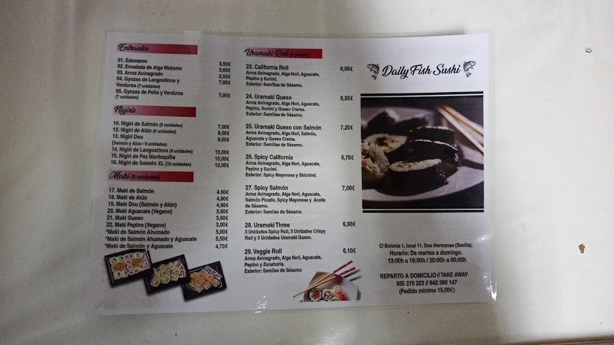 Menu at Daily Fish Sushi restaurant, Montequinto
