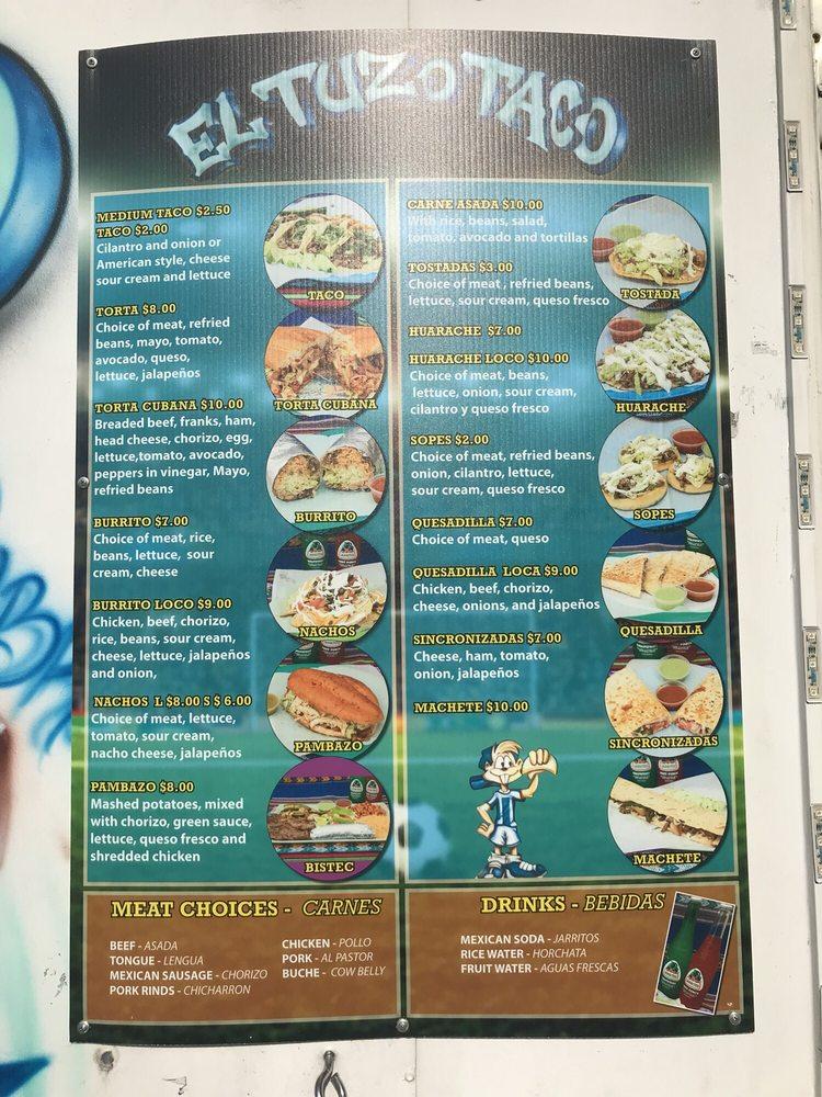 Menu at El Tuzo Taco, Columbus, N High St