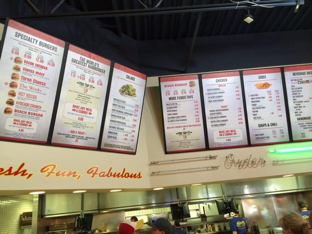 Menu at Fuddruckers restaurant, Saskatoon, 8 St E