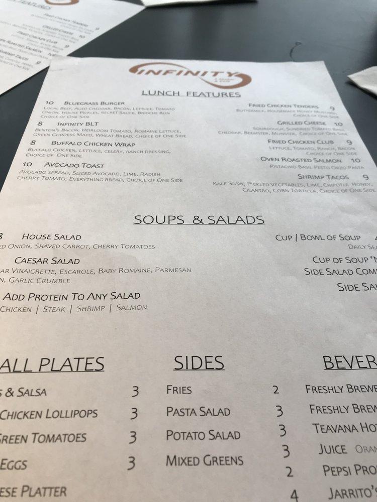 Menu at Infinity: Rooftop Restaurant + Bar, Lexington