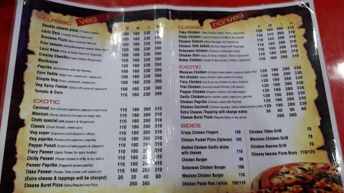 Menu at Laziz Pizza, Bongaigaon
