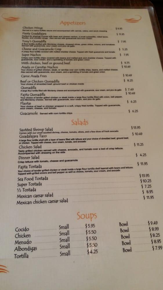 Menu at Mi Guadalajara Restaurant, Escondido