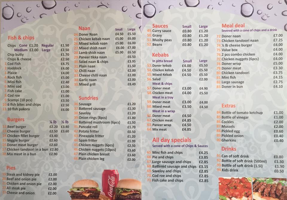 Menu at Oh My Cod! restaurant, Northampton
