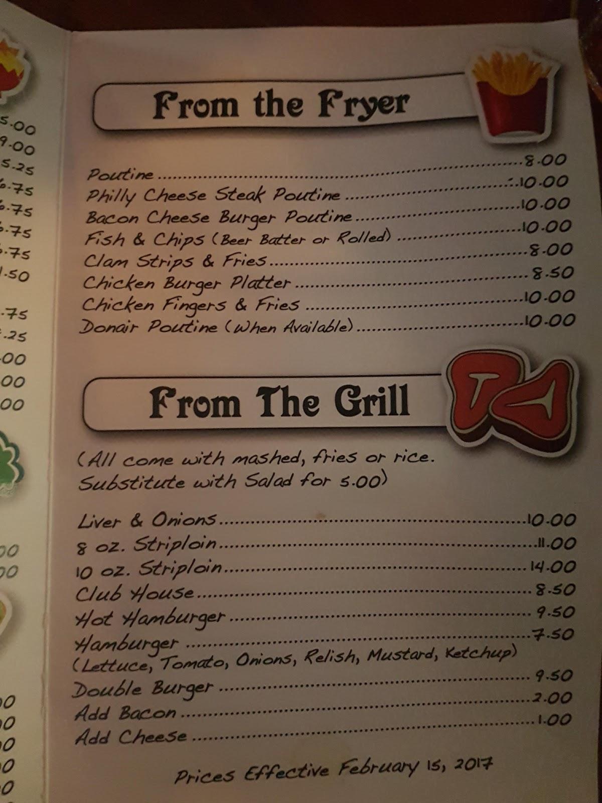 Menu at Pub Down Under, Saint John, 400 Main St